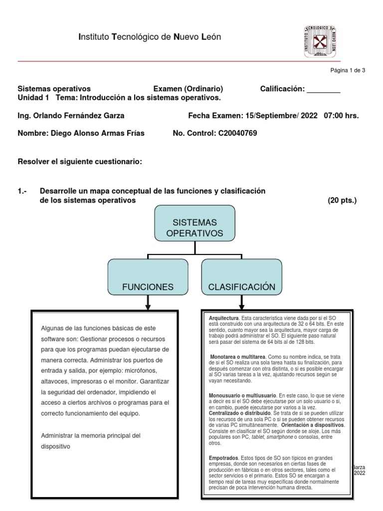 Examen Tema 1 Sistemas Operativos | PDF | Sistema operativo | Hardware de la computadora