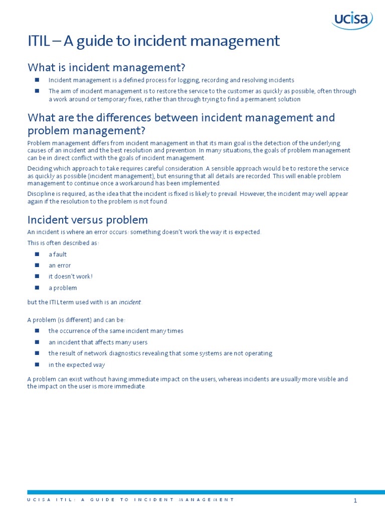 ITIL Incident Management Overview | PDF | It Service Management ...