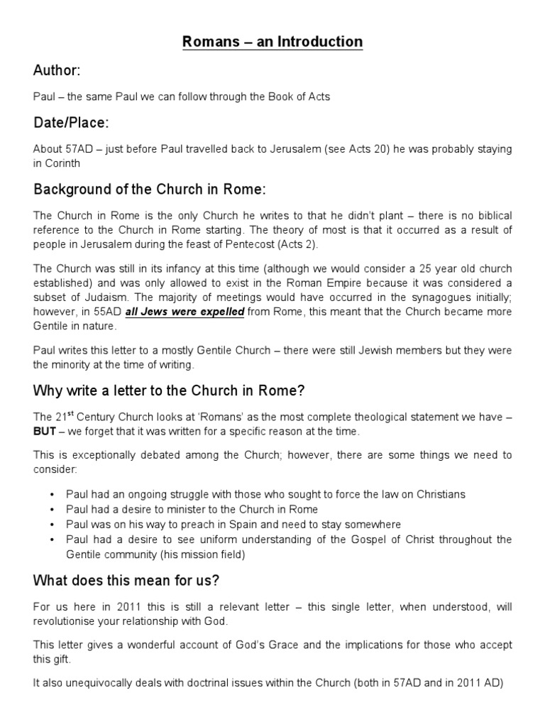 Romans 1 1-7 | Acts Of The Apostles | Paul The Apostle
