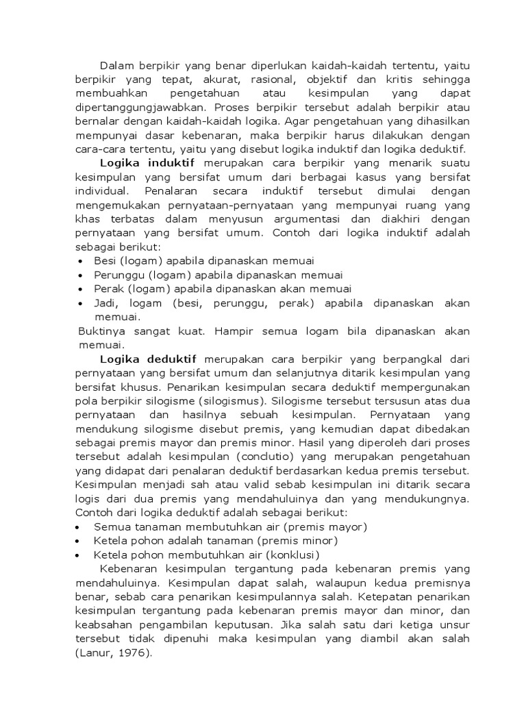 Logika Induktif - Logika Deduktif | PDF