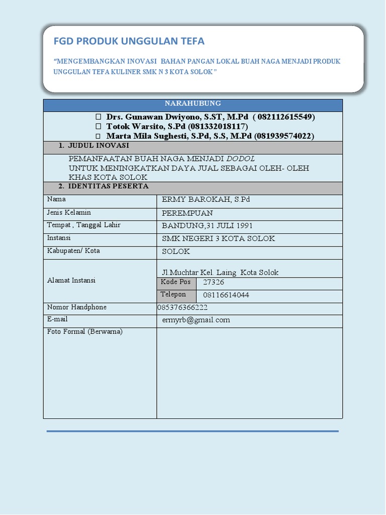 FGD Produk Unggulan Tefa | PDF