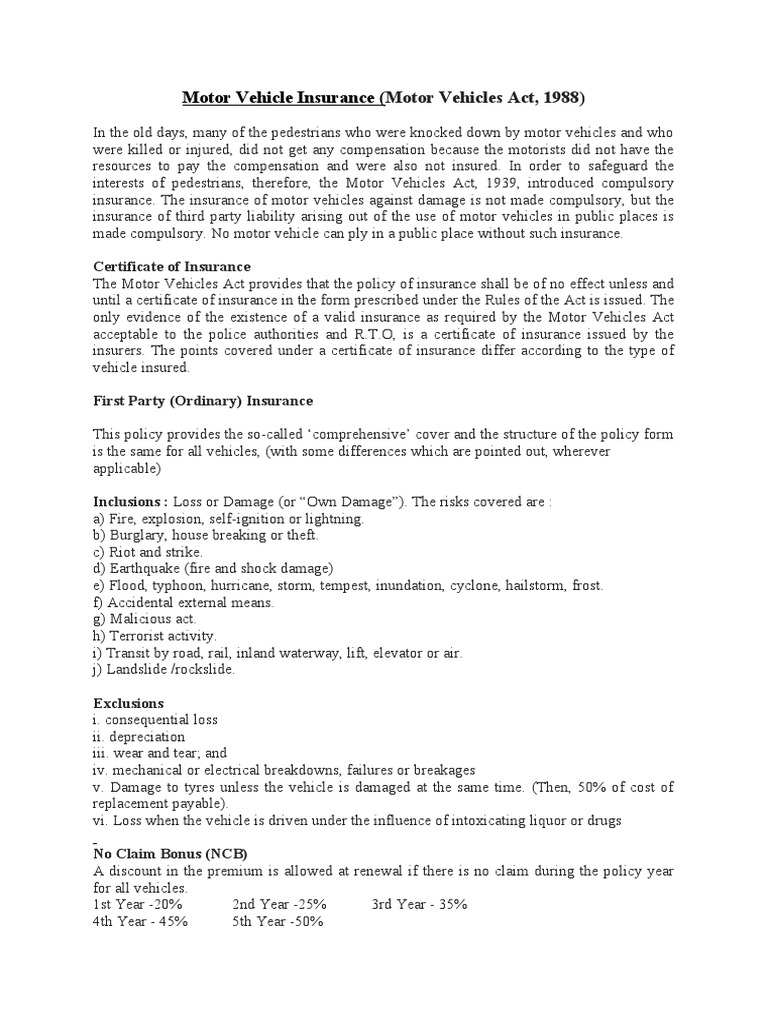 Motor Vehicle Insurance | PDF | Insurance | Vehicle Insurance