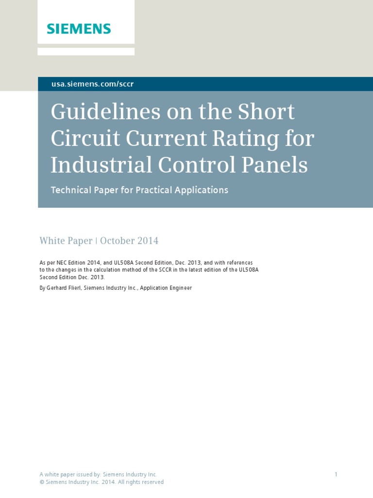 Guidelines On The Short Circuit Current Rating For Industrial Control