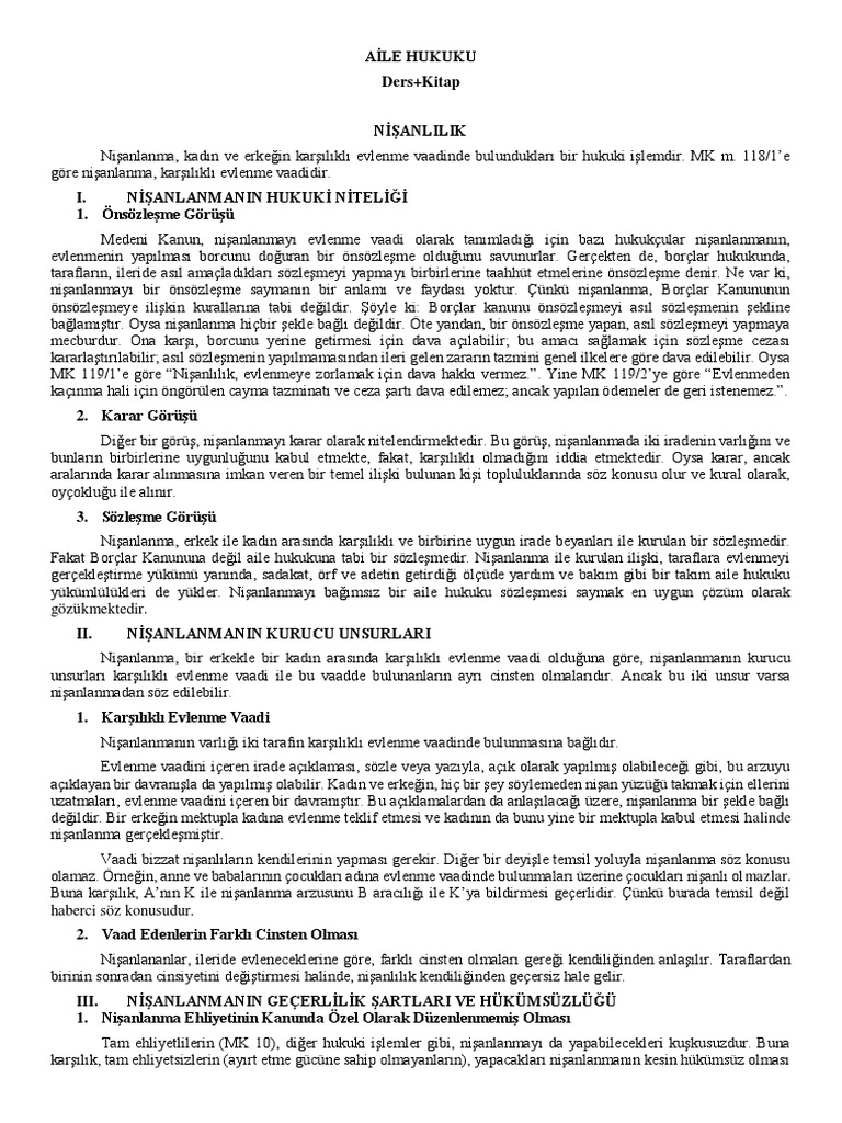 Medeni Hukuk Aile Hukuku Kitap Özeti Hukuksebili - Com | PDF