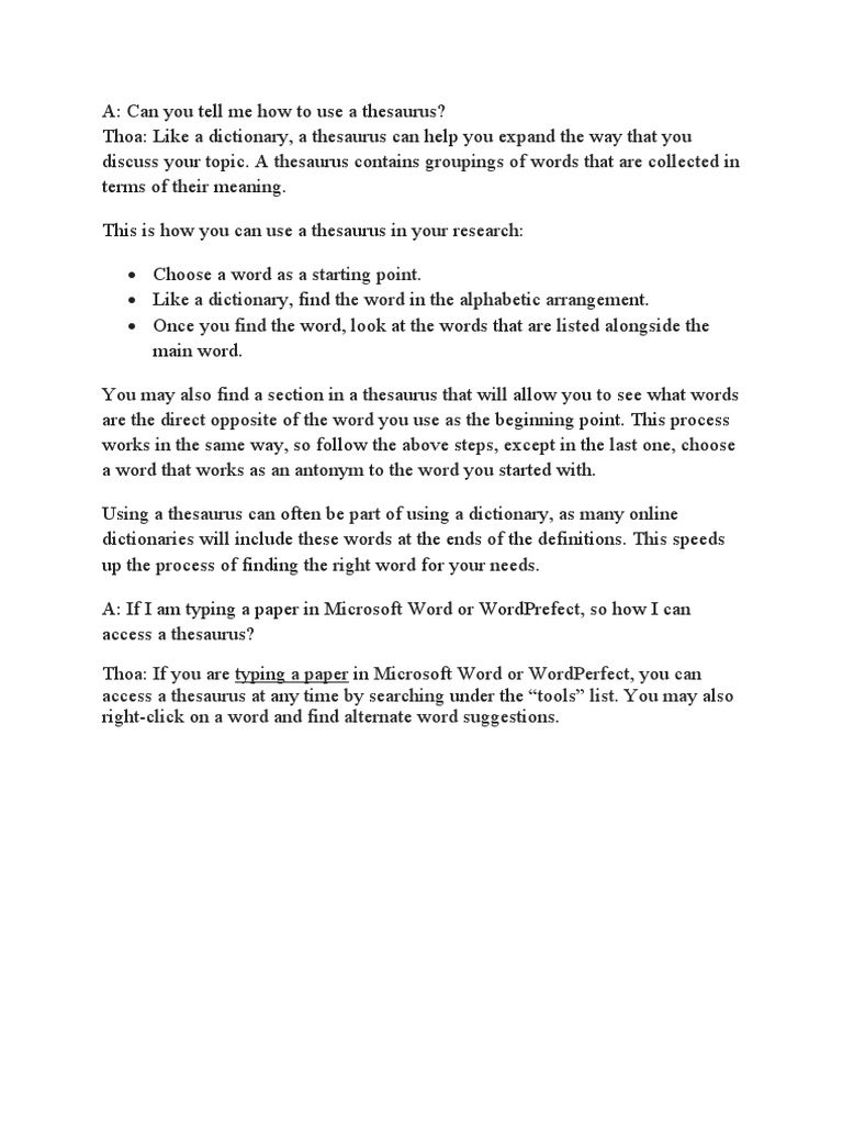 How To Use A Thesaurus | PDF