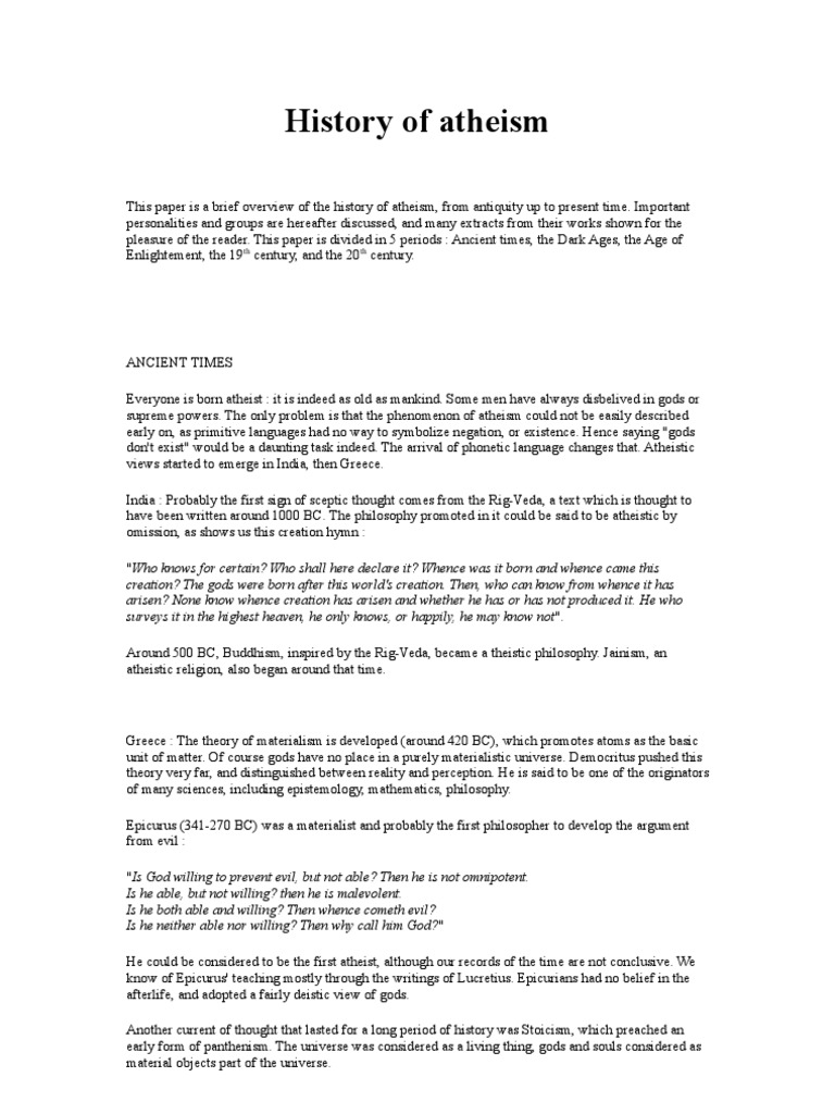 History of Atheism | PDF