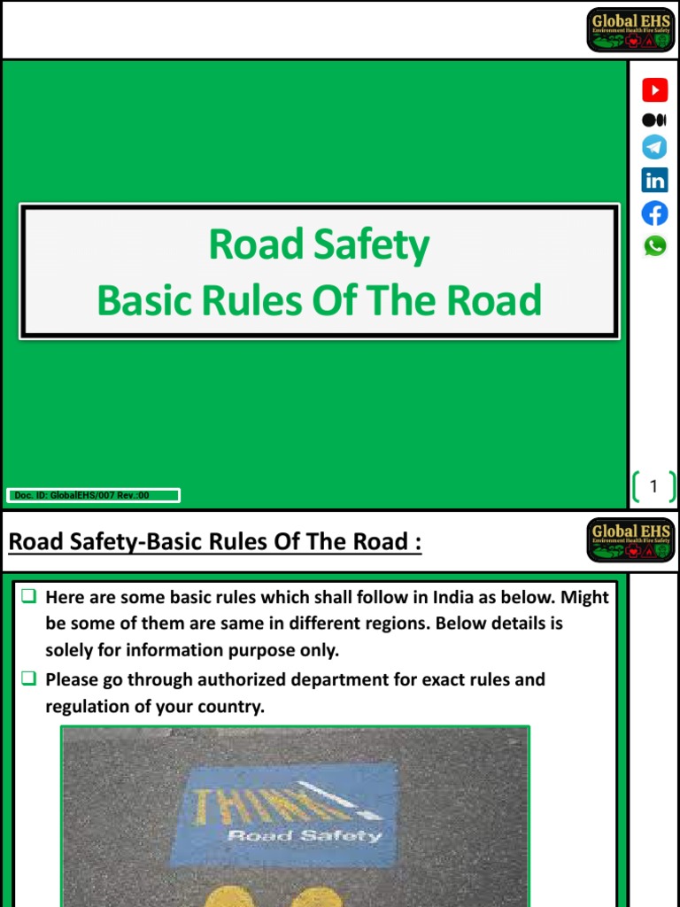 Road Safety-Basic Rules of The Road Global EHS 007 | PDF | Traffic ...