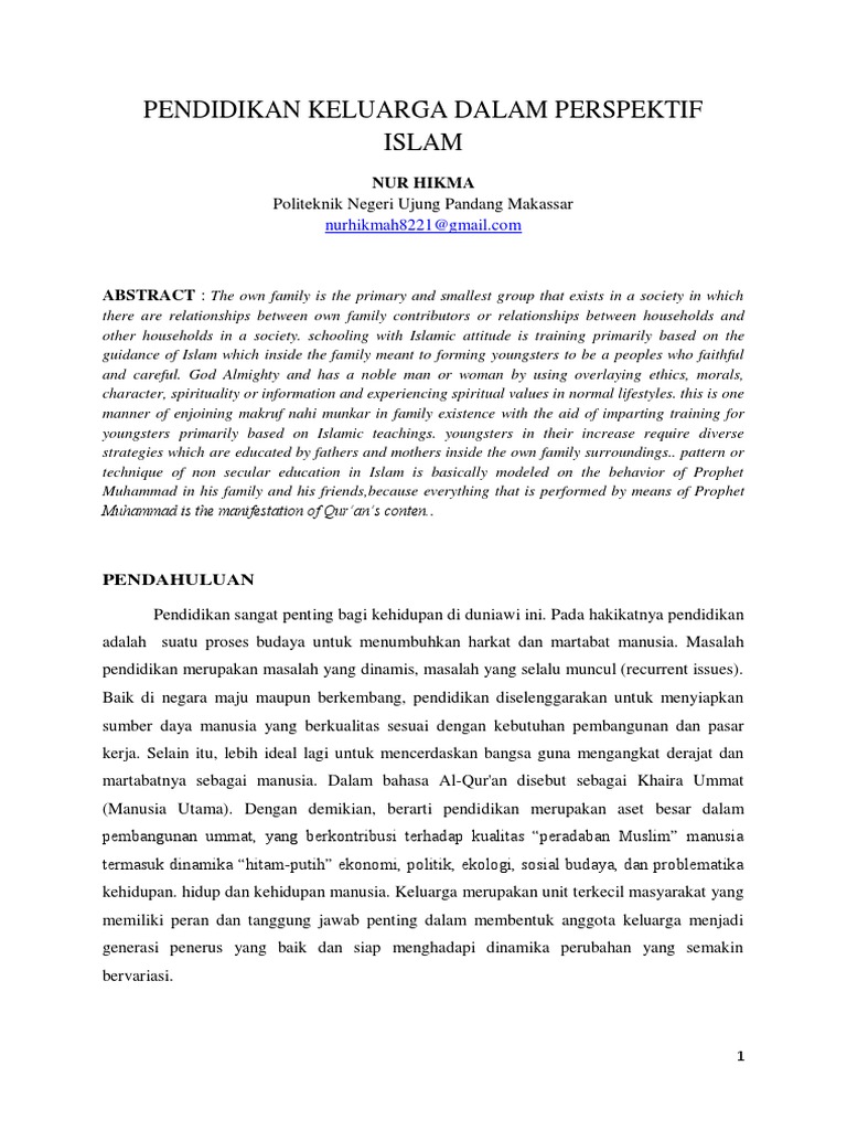 Metode Pendidikan Keluarga Dalam Perspektif Islam | PDF