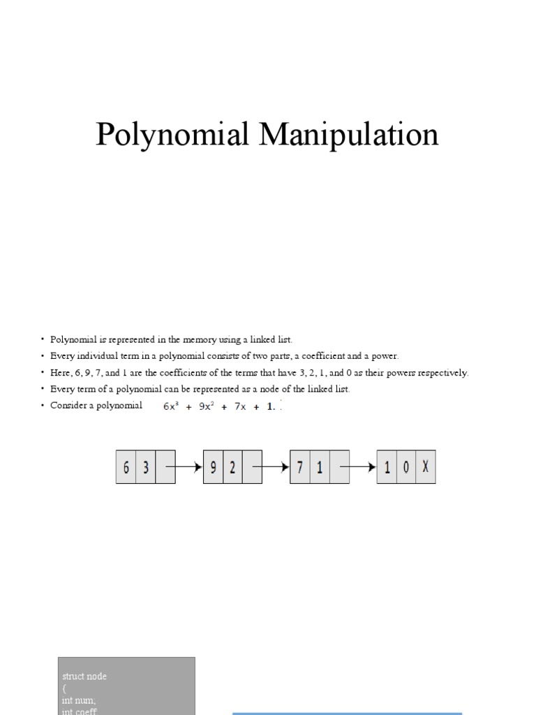 Polynomial Manipulation | PDF | C++ | Algorithms