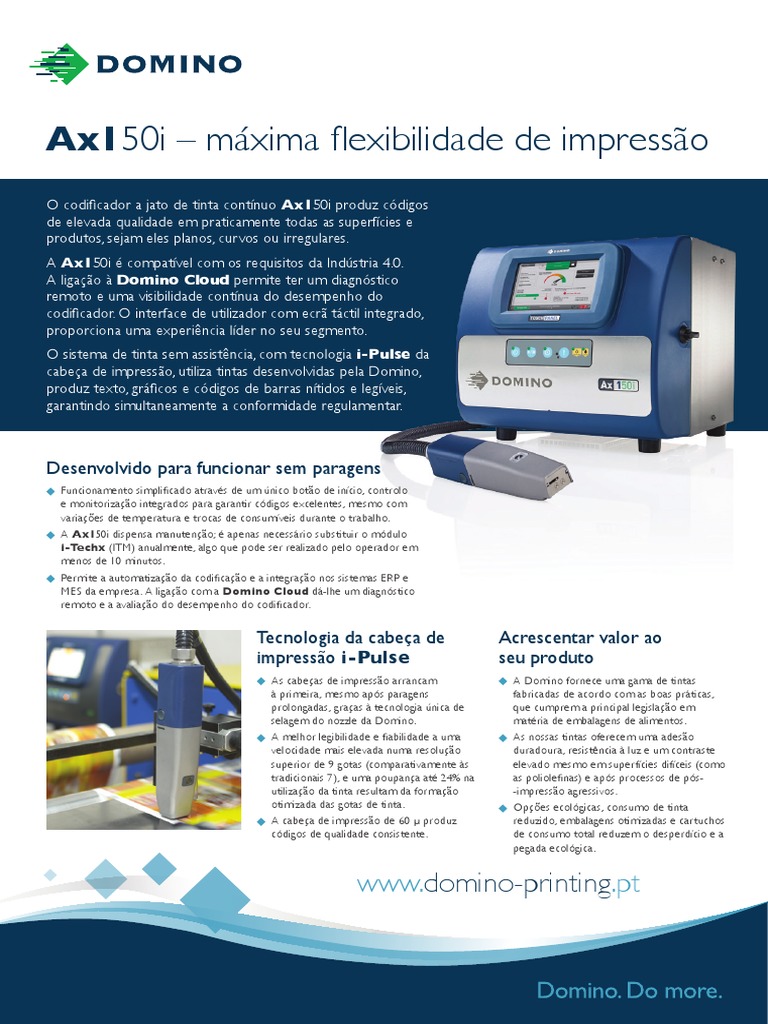 Codificador jato de tinta Ax150i para impressão flexível | PDF | Impressão | Planejamento de ...