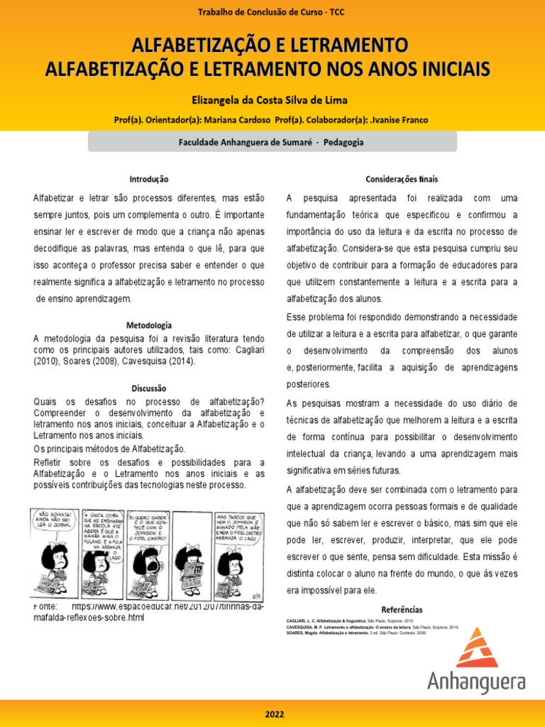 Banner TCC - Alfabetização e Letramento PRONTO E CORRIGIDO 4 | PDF ...