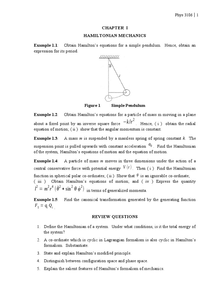 Phys 3106 | PDF | Rotation Around A Fixed Axis | Hamiltonian Mechanics