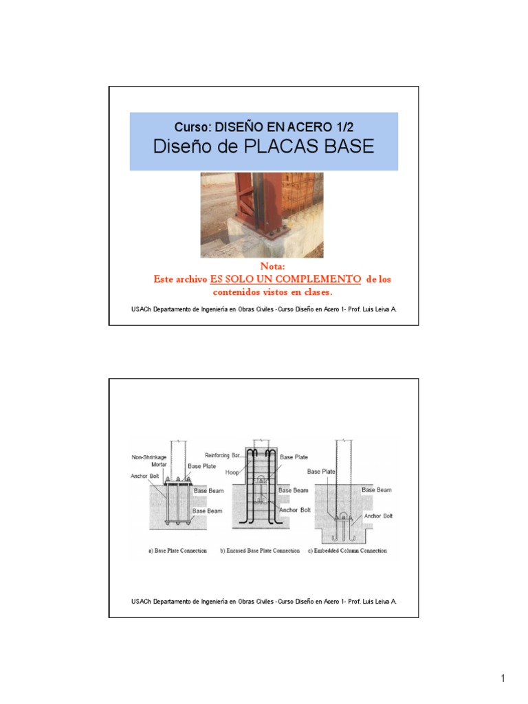 Diseño de Placas Base para Columnas | PDF | Ingeniería | Ingeniería de Edificación