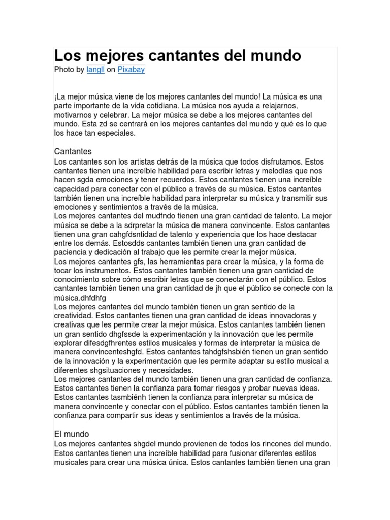 Mejores Cantantes del Mundo | PDF | Experiencia | Conocimiento