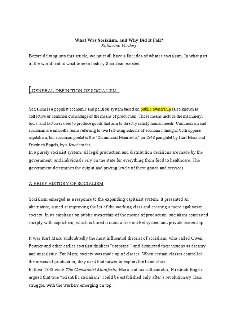 What Was Socialism Pdf Communism Socialism