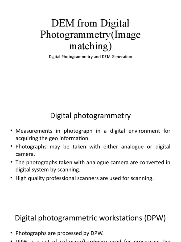 DEM/DTM/DSM Generation and Image Matching Techniques in Aerial Photogrammetry | PDF | Computer ...