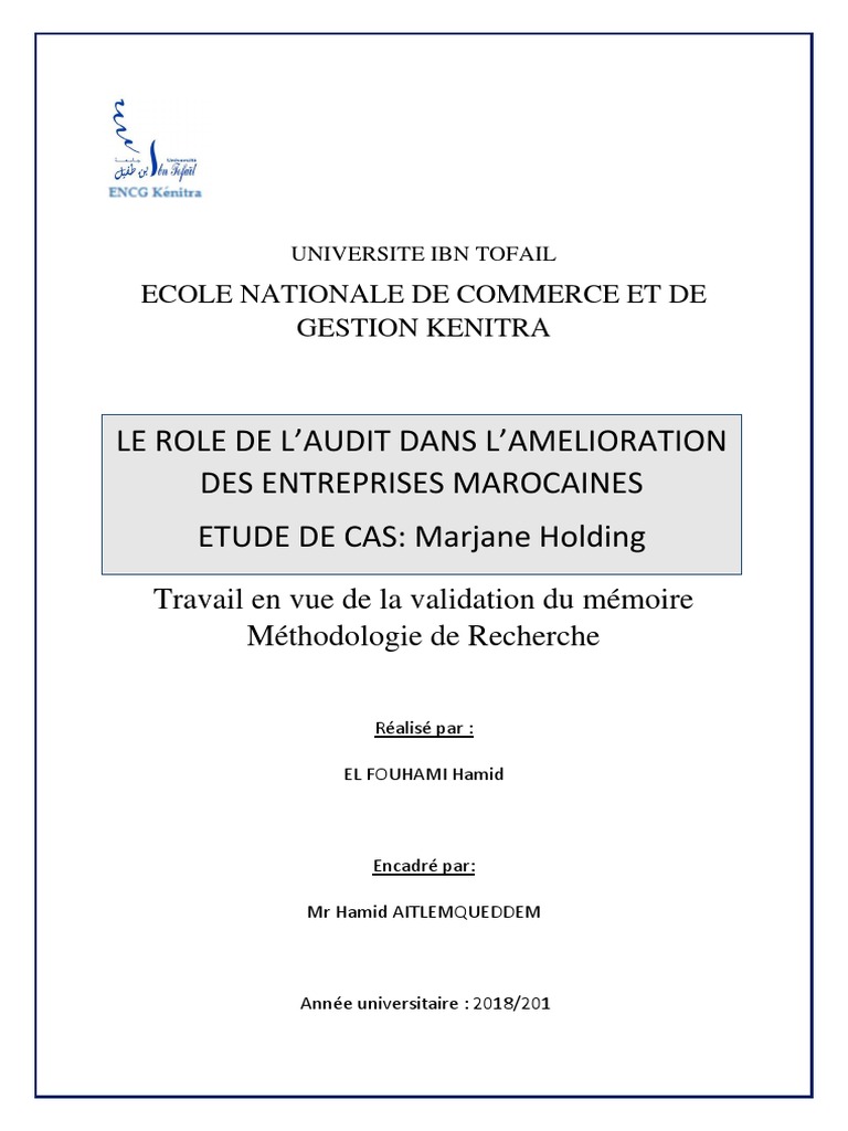 Memoire-MR Audit Interne Et Performance | PDF | Audit | Audit financier