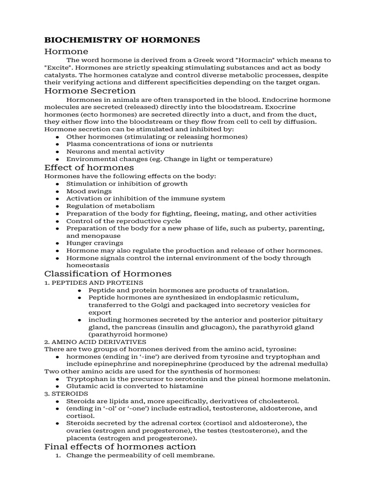 Biochemistry of Hormones and Aging | PDF | Hormone | Endocrine System