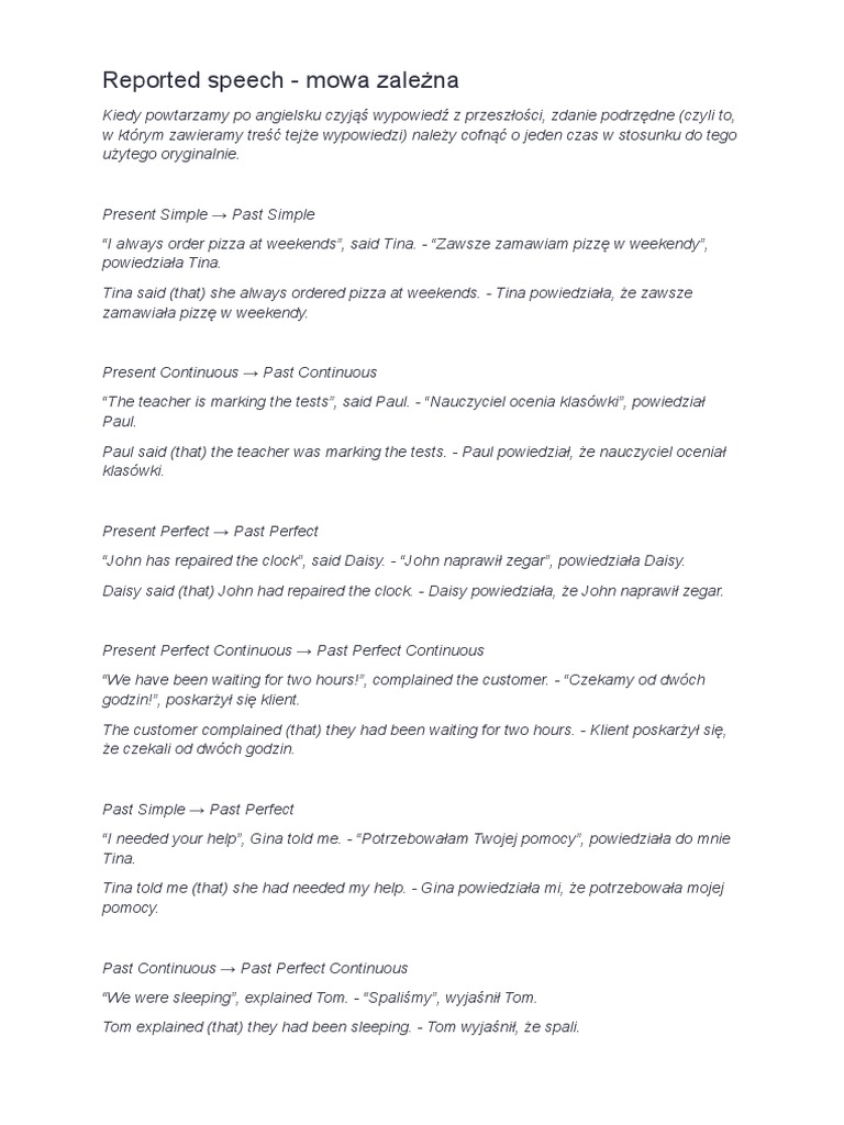 Reported Speech | PDF