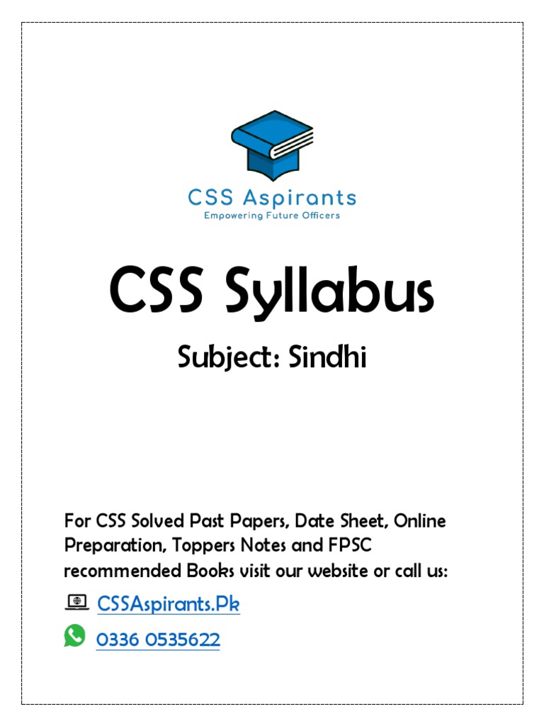 Sindhi CSS Syllabus | PDF