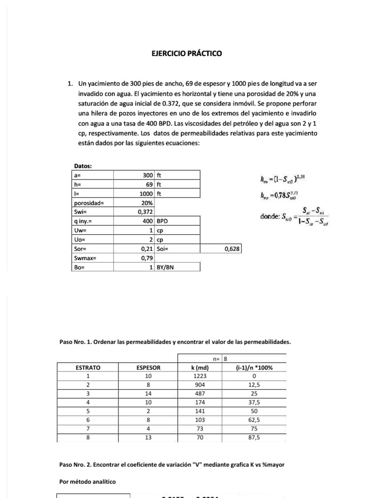 PDF Ejercicio Practico Dykstra Parson Compress | PDF