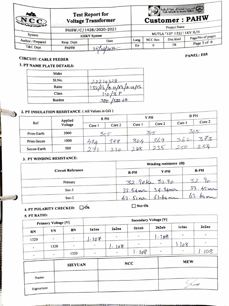 VT 132kv | Download Free PDF | Transformer | Manufactured Goods