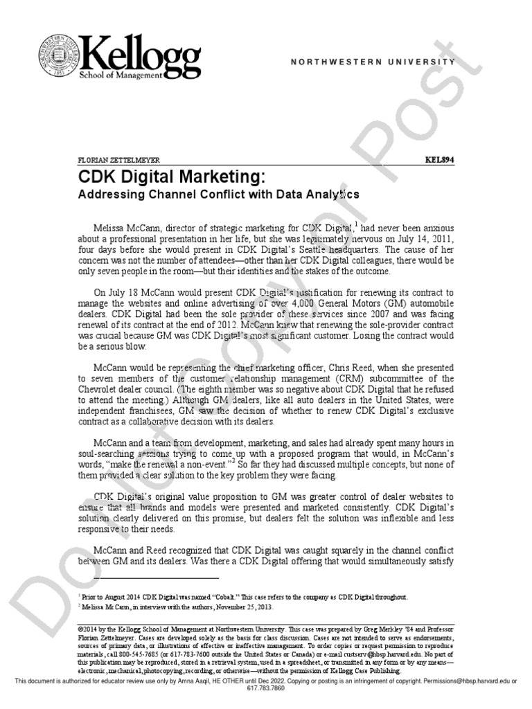 Case Study CDK Digital Marketing Addressing Channel Conflict With Data ...
