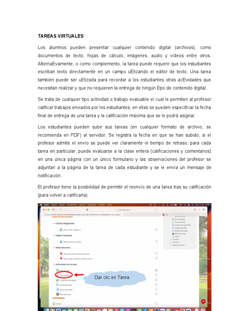 Guía para la realización y entrega de tareas virtuales | PDF
