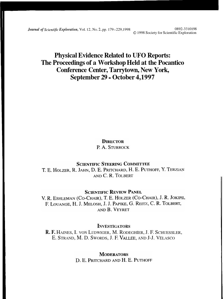 Physical Evidence Related To Reports: The Proceedings of A Workshop ...