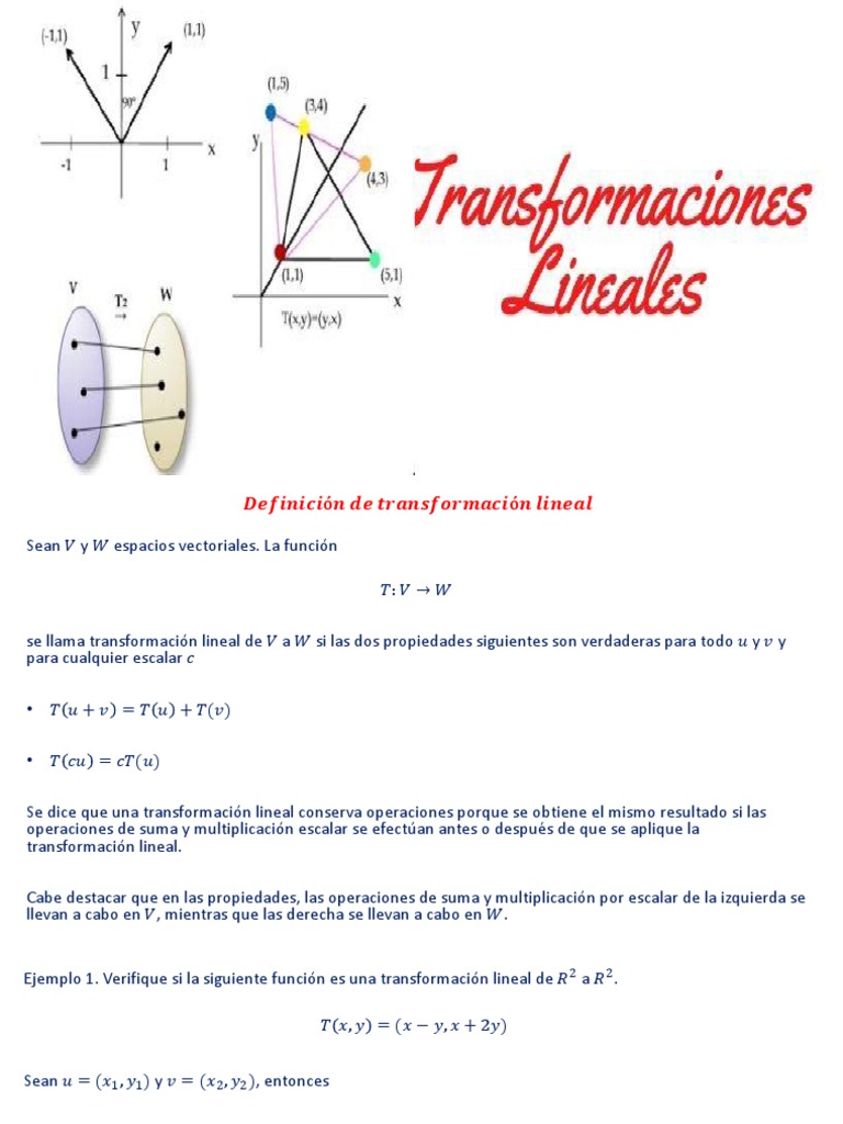 Transformaciones Lineales | Descargar gratis PDF | Mapa lineal | Matriz (Matemáticas)