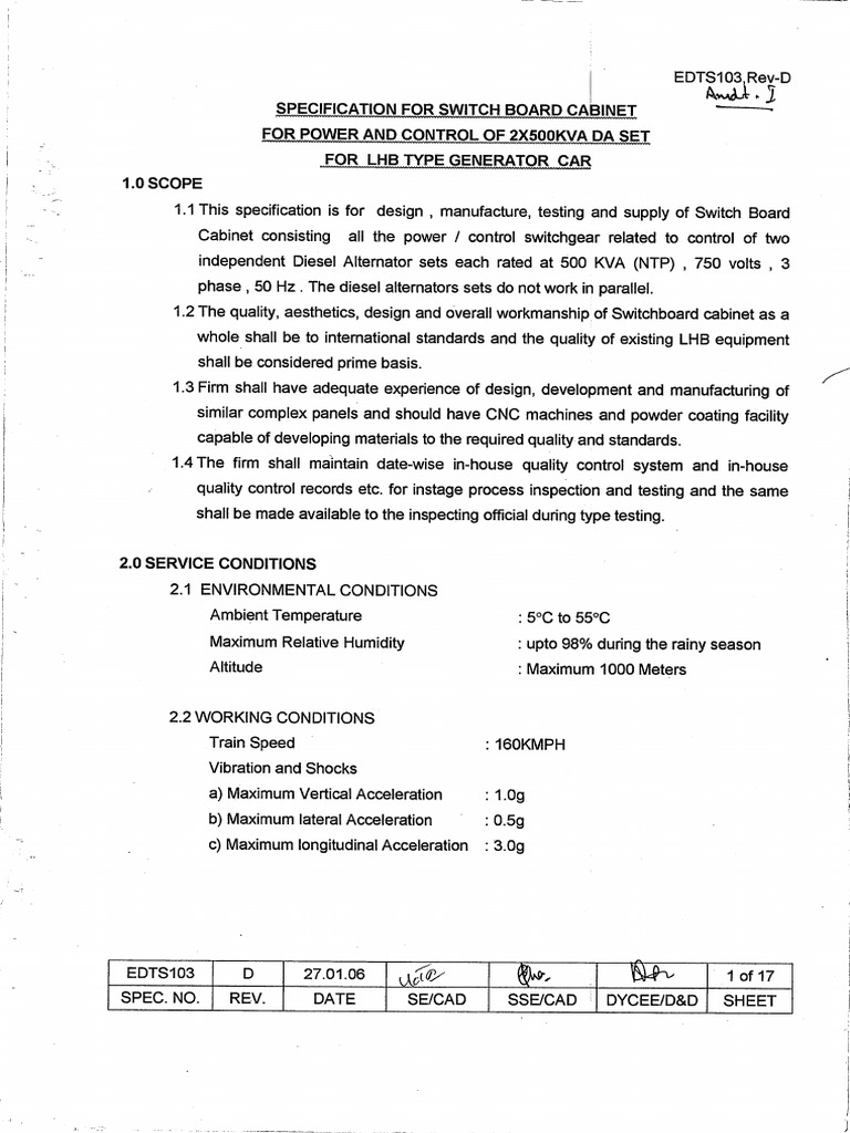 EDTS 103 Rev - D With Am 1 - 7 and RDSO Mod Sheet Rev 2 With Am 1 | PDF