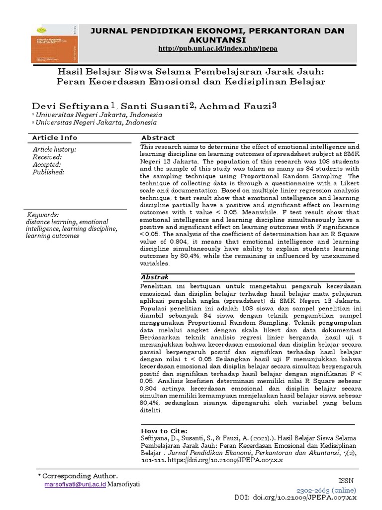 Artikel Jurnal - Devi Seftiyana - 1701617090 | PDF | Statistics | Quantitative Research