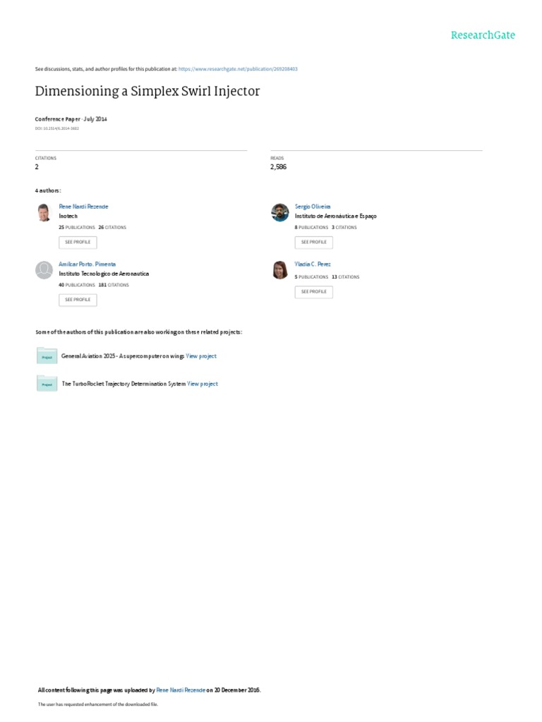 Di Mentioning A Simplex Swirl Injector Journal | PDF | Rocket Engine ...