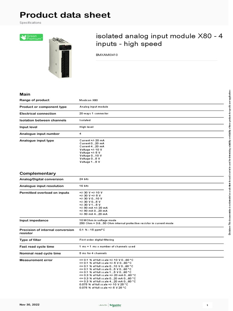 Modicon X80 Modules - BMXAMI0410 | PDF | Analogue Electronics | Resistor