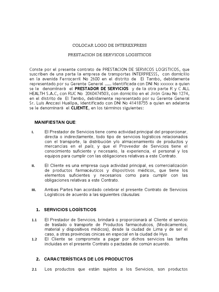 Contrato - de (Servicios Logisticos) . | PDF | Logística | Economias Contrato - de (Servicios Logisticos) . | PDF | Logística | Economias