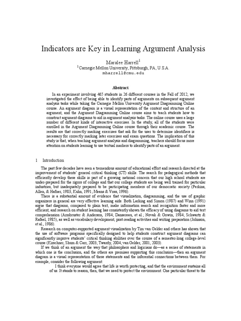 Indicators Are Key in Learning Argument | PDF | Argument | Educational Technology