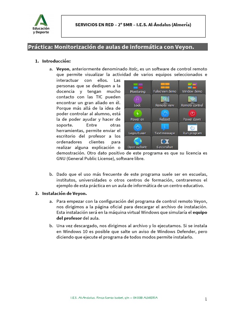 Práctica - Monitorización de Aulas de Informática Con Veyon - 2021 | PDF | Programa de ...