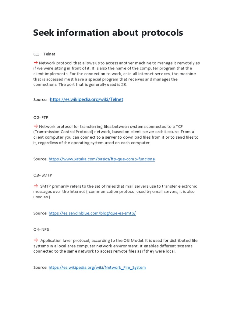 Seek Information About Protocols | PDF | Computer Network | Internet ...