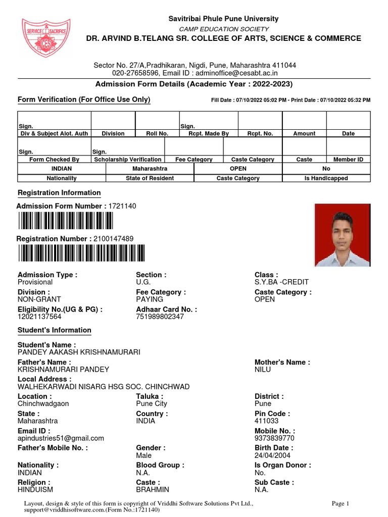 Syba Admission Form | Download Free PDF | Affidavit | Justice