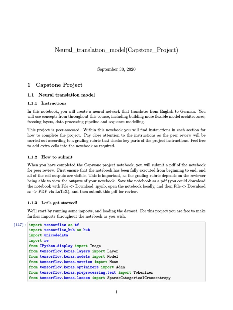 Neural Translation Model (Capstone Project) | PDF | Parameter (Computer Programming) | Function ...