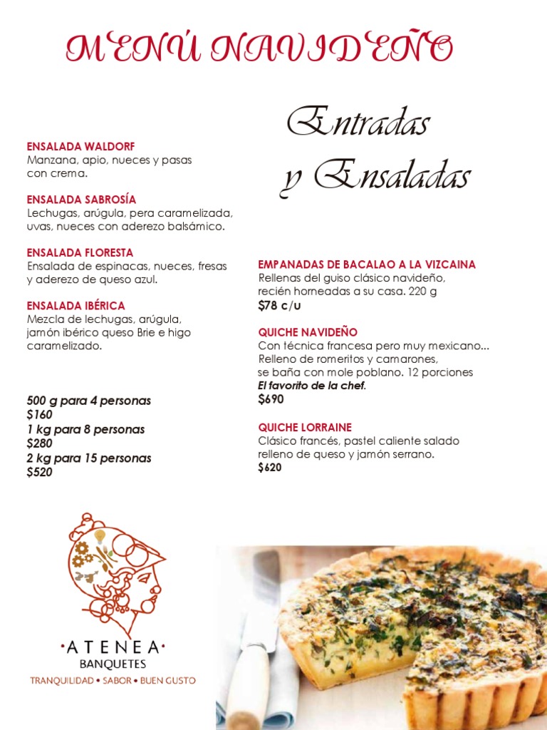 Menú Navideño: Entradas y Ensaladas | PDF | ensalada | Alimentos