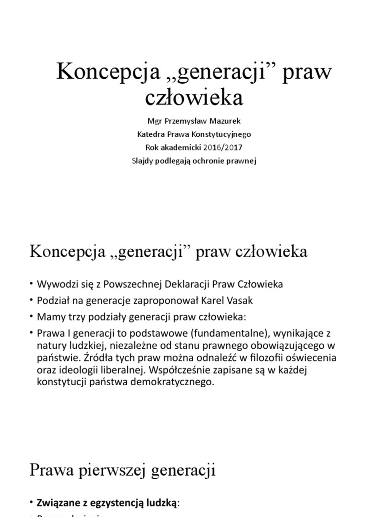 Koncepcje Generacji Praw Człowieka | PDF