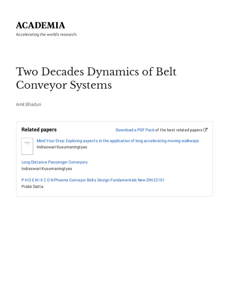 1.two Decades Dynamics of Belt Conveyor Systems-with-cover-page-V2 | PDF | Belt (Mechanical) | Waves