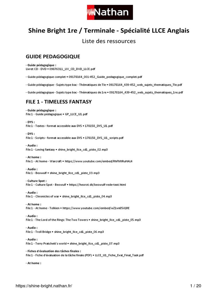Ressources LLCE Anglais 1re/Terminale | PDF | Virginia Woolf