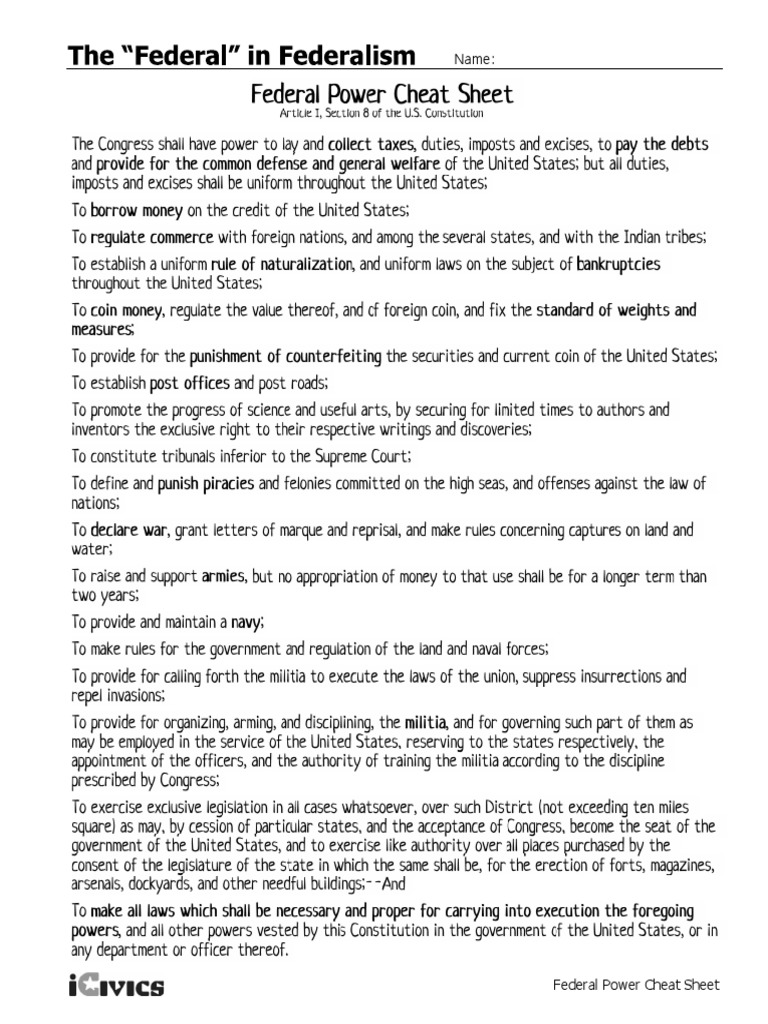 Federal Cheat Sheet | PDF