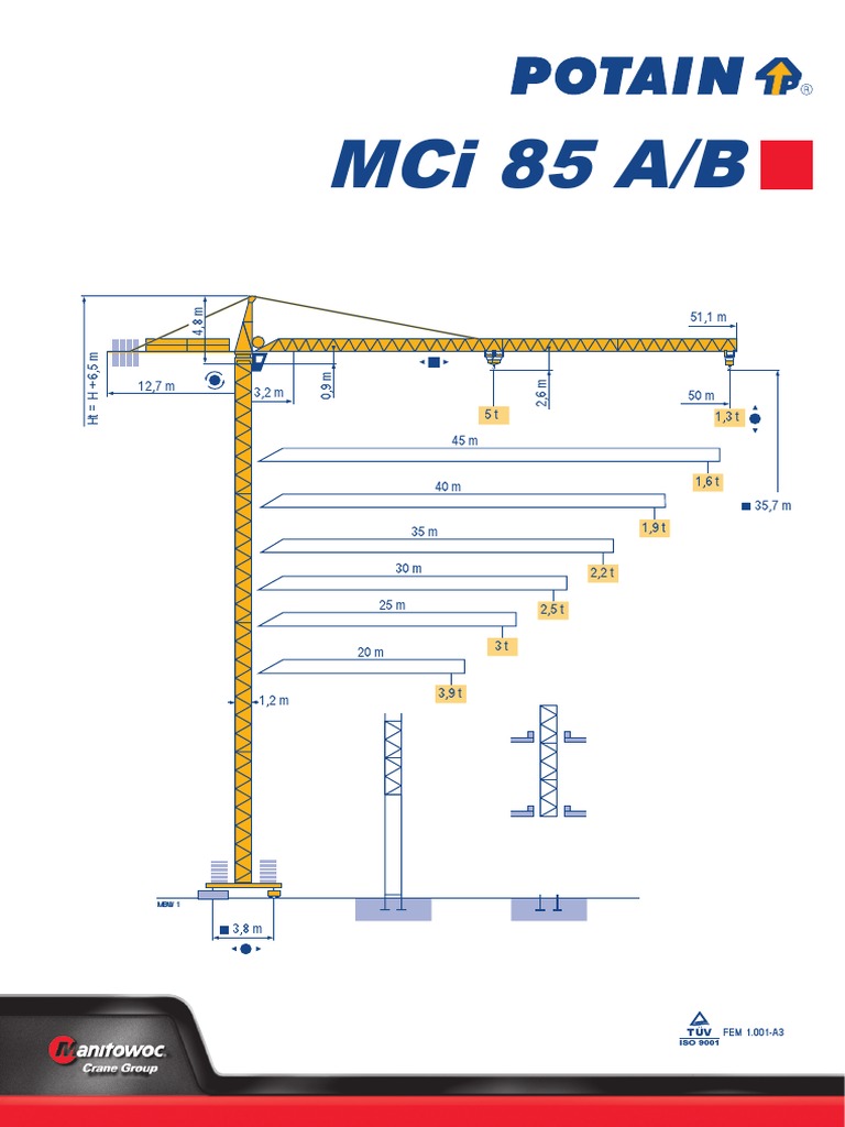 Tower Crane Mci 85a B Potain Tower Crane MC 125 | PDF | Crane (Machine ...