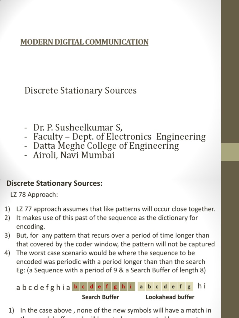 Modern Digital Communication: Discrete Stationary Source Coding | PDF | Information Age ...