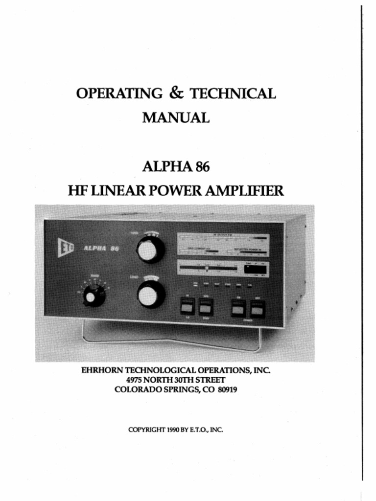 Alpha 86 Operating and Technical Manual | PDF