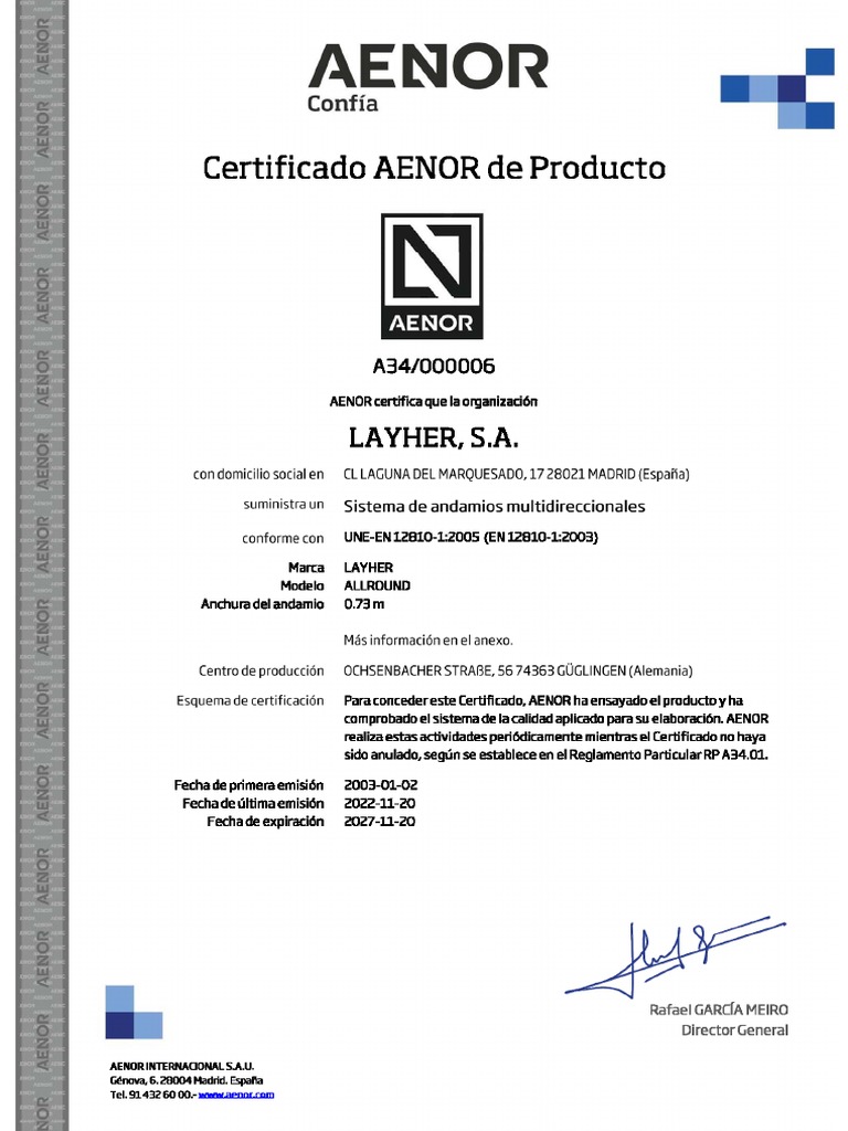 Aenor Ar 2027 Andamio Multidireccional | PDF