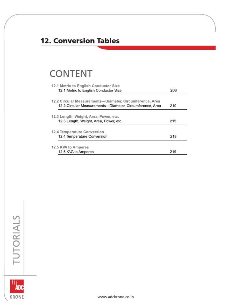 Content: 12. Conversion Tables | PDF